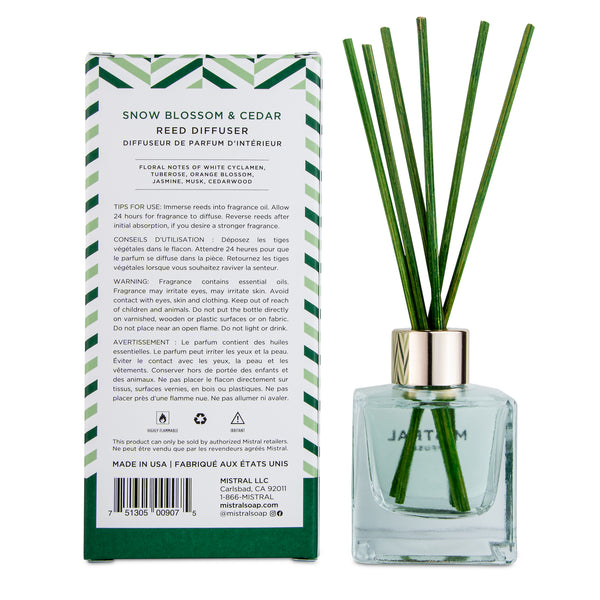 Snow Blossom & Cedar Reed Diffuser - mistralsoap